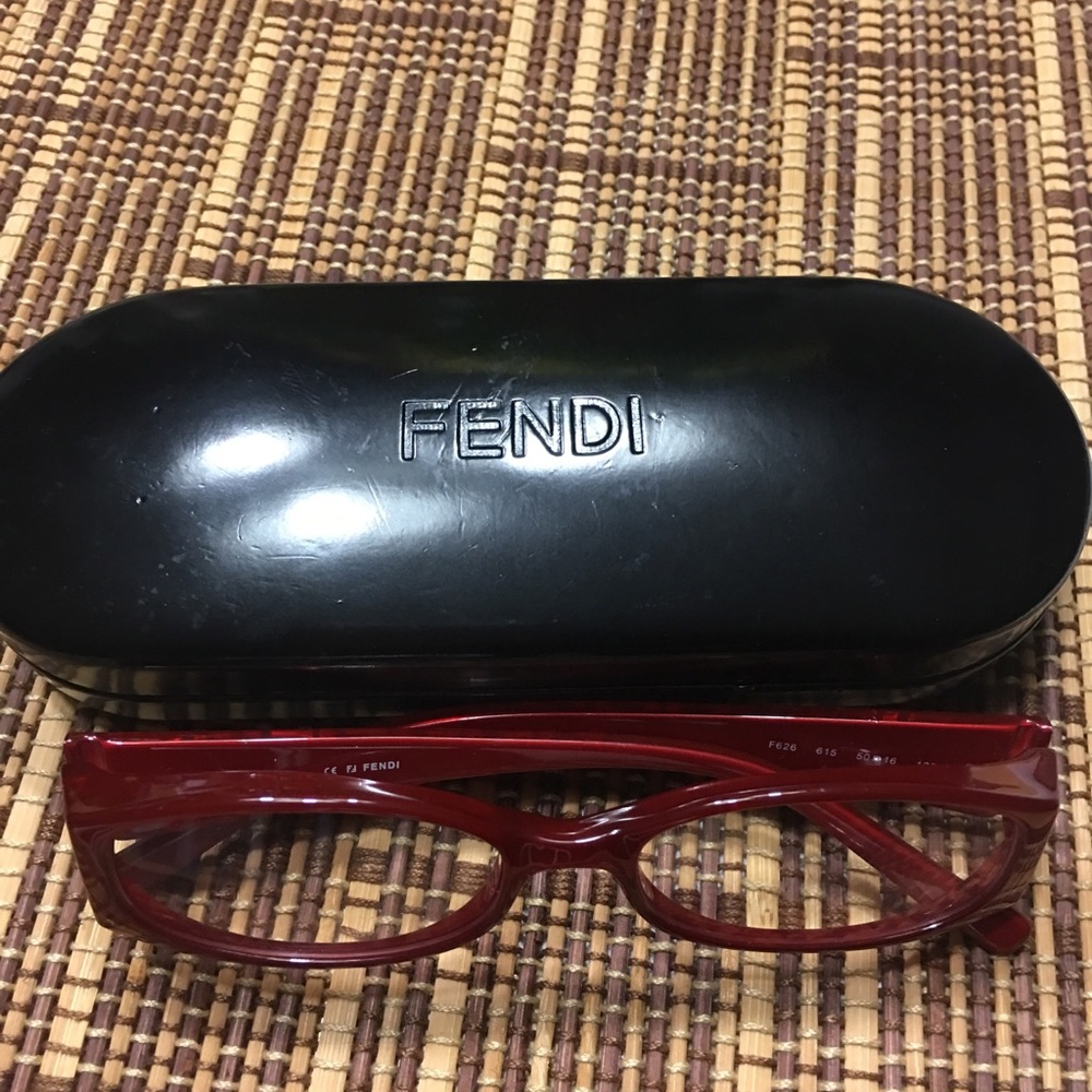 Fendi Eyewear Frame Signature Red F Logo Handles - Gem
